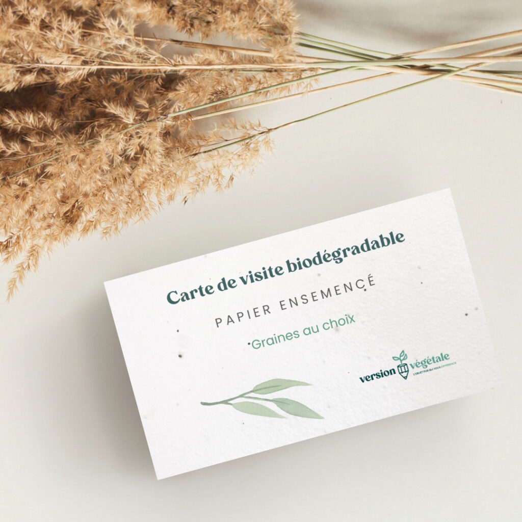 Carte de visite biodégradable à graines en papier ensemencé | Version végétale